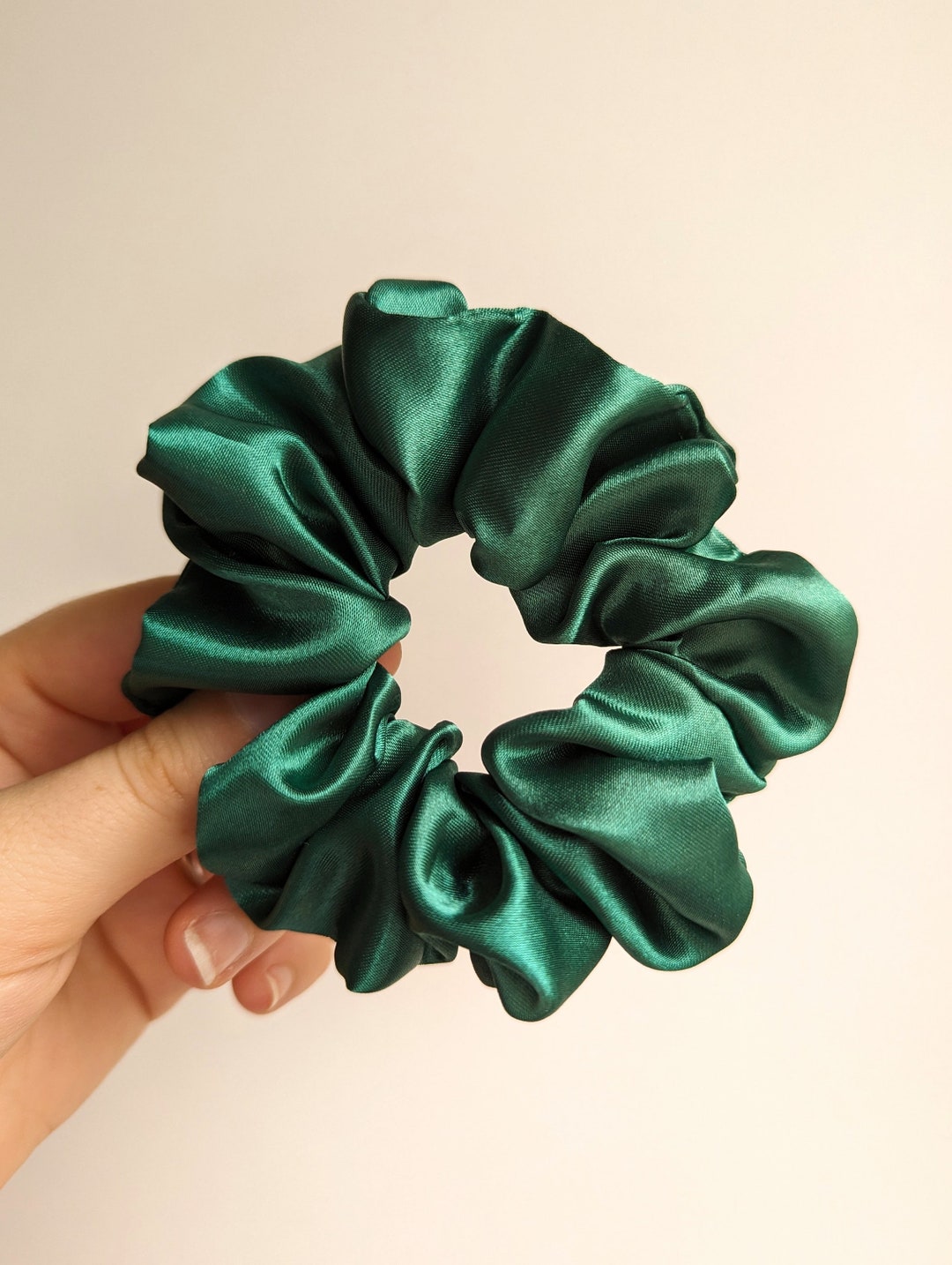 Deep Green Satin Scrunchie | Super Soft for Healthy Hair - Etsy
