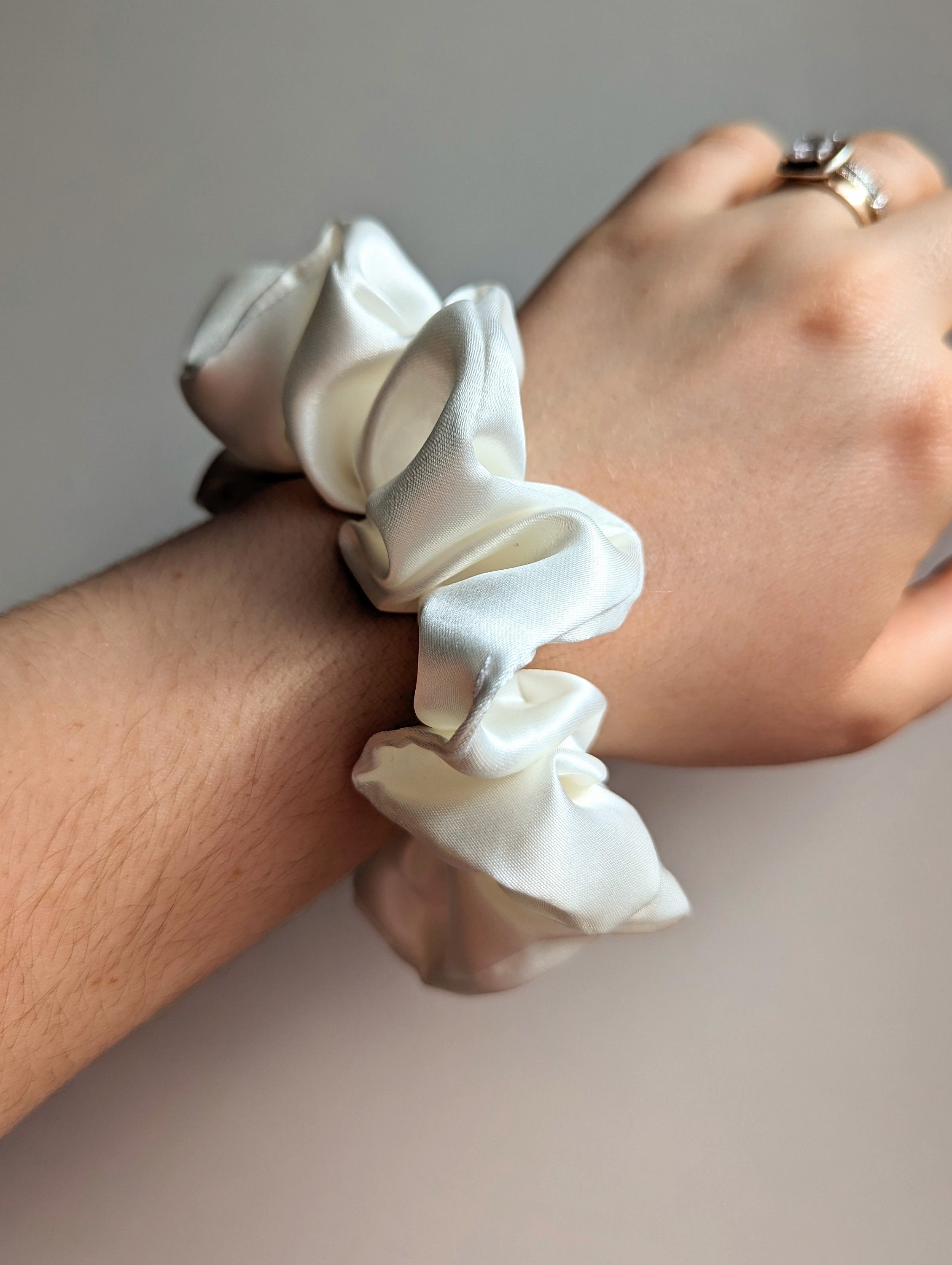 Super Soft White Satin Scrunchie for Healthy Hair - Etsy
