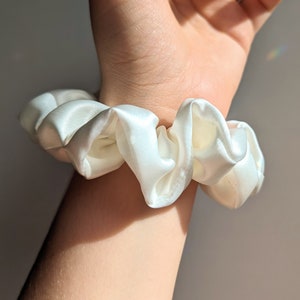 Super Soft White Satin Scrunchie for Healthy Hair - Etsy