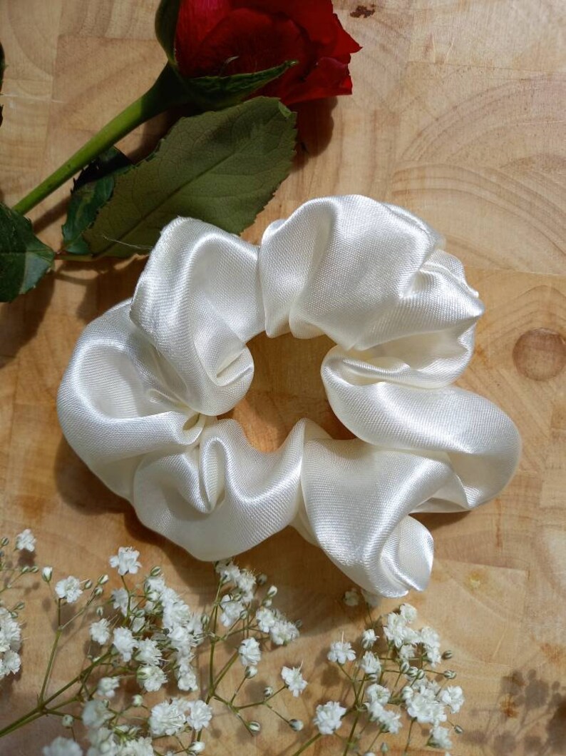 Super Soft White Satin Scrunchie for Healthy Hair - Etsy