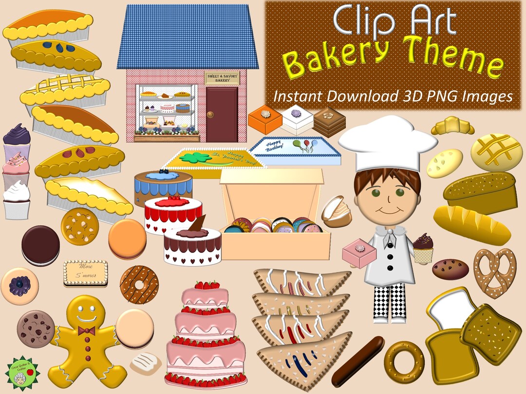 Bakery Theme 3D Clip Art High Resolution Instant Digital Download for ...