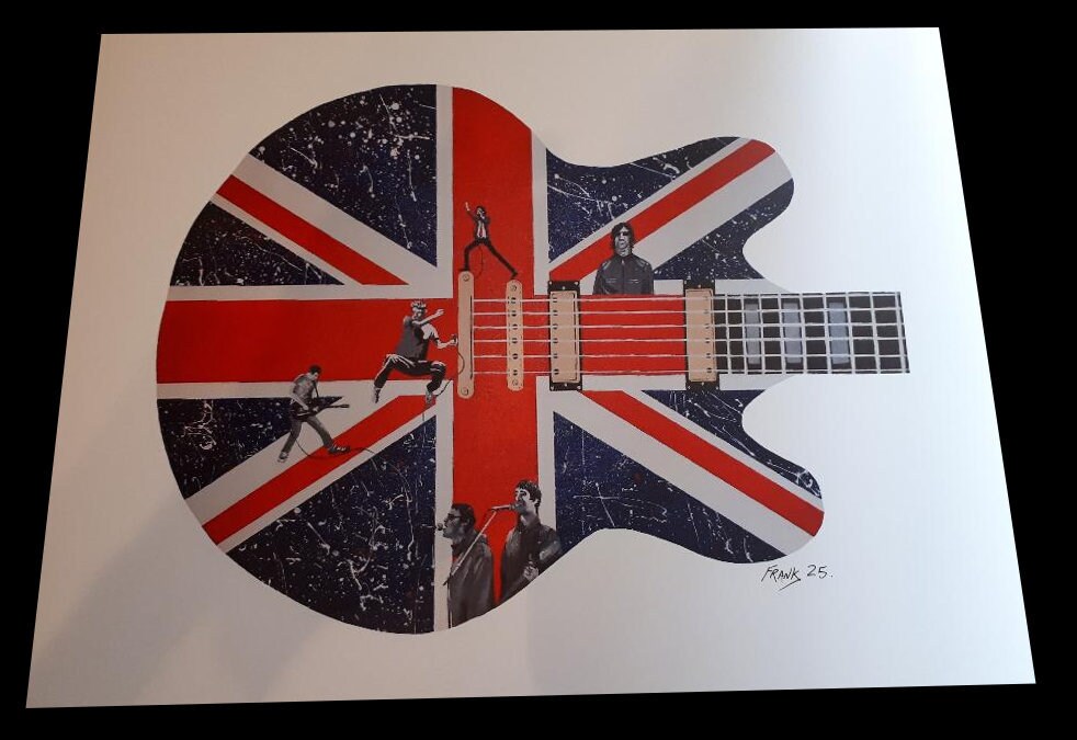 Britpop Guitar, the Verve, Pulp, Blur, Oasis. Art Print Signed and ...