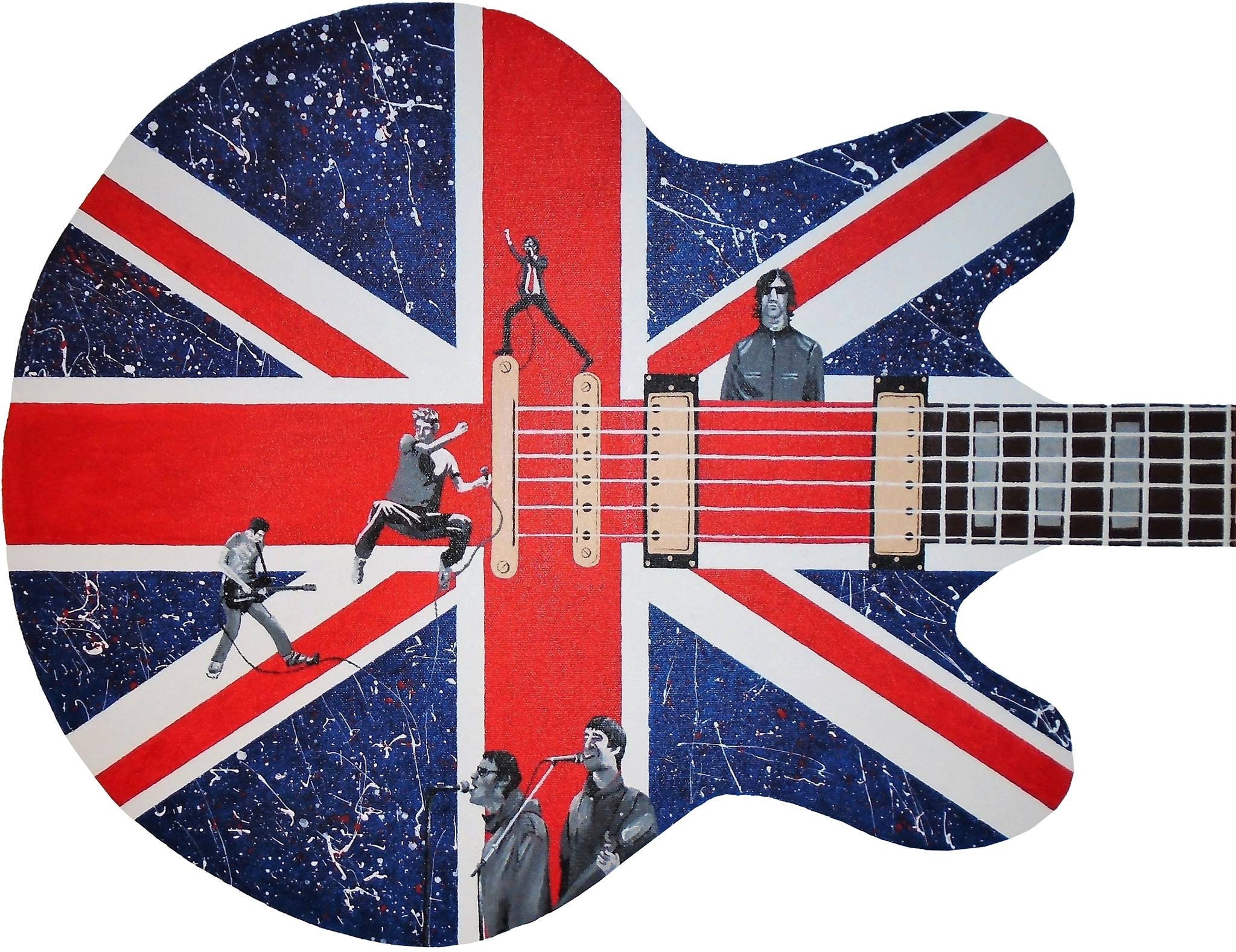 Britpop Guitar, the Verve, Pulp, Blur, Oasis. Art Print Signed and ...