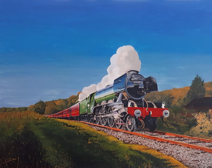 The Flying Scotsman, Steam Locomotive Train. Art Print Signed and ...
