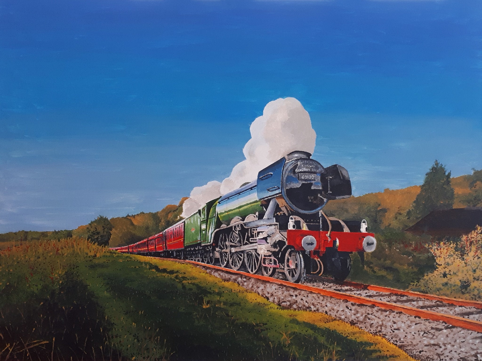 The Flying Scotsman, Steam Locomotive Train. Art Print Signed and ...