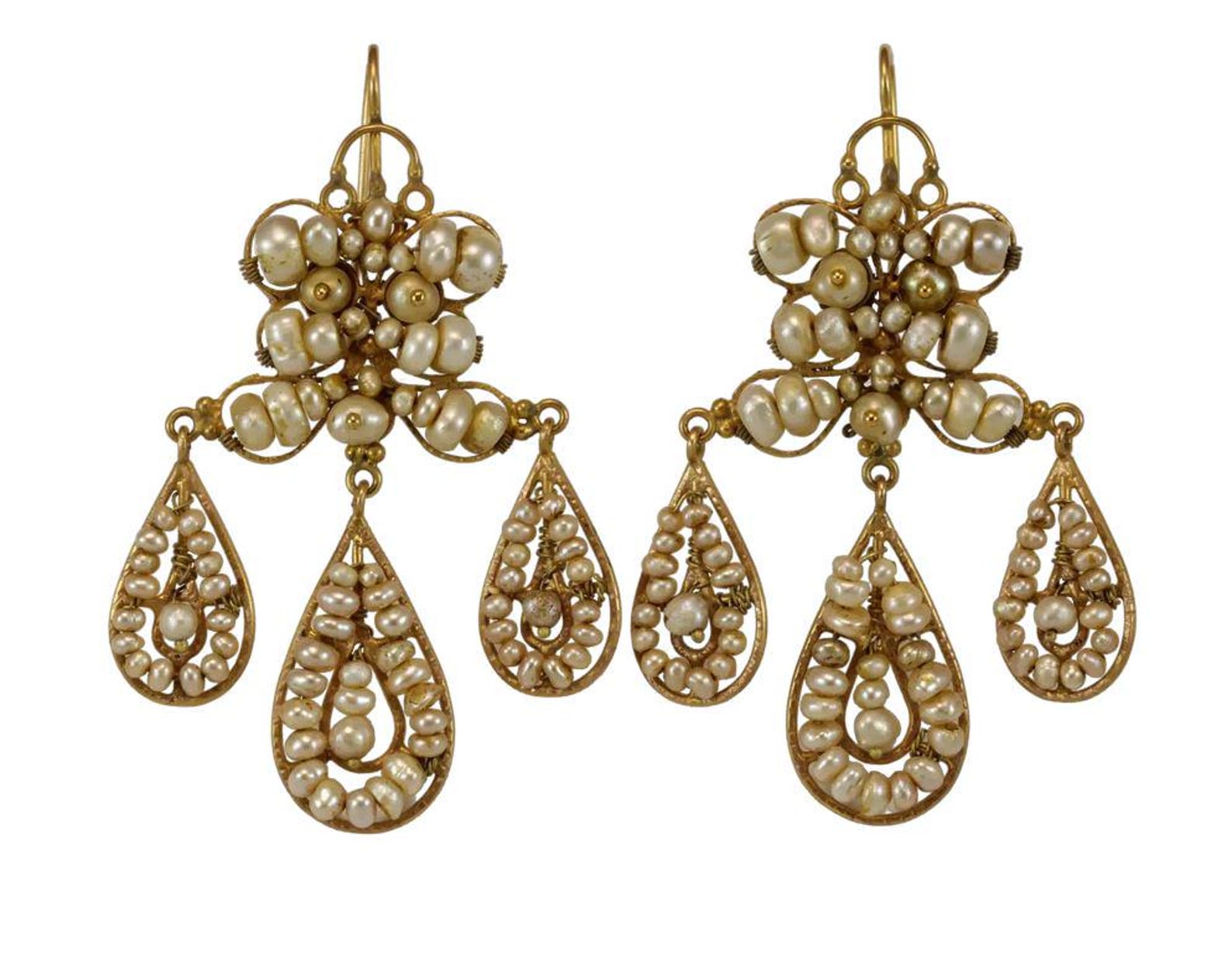 Victorian Pearls 14K Gold Dangle Earrings - Etsy