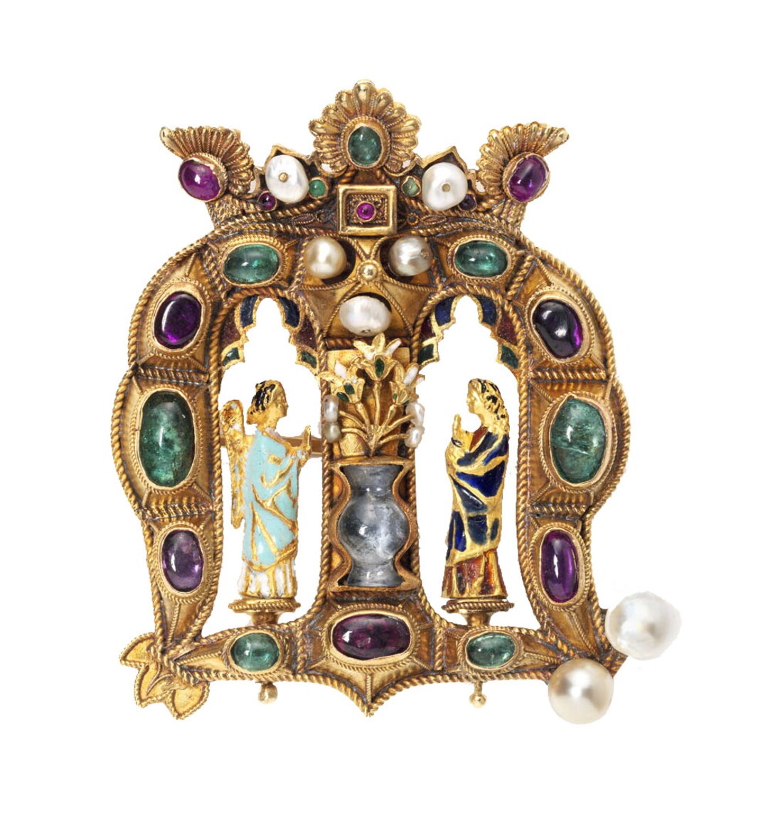 Victorian Castellani Jewelled 18K Gold Brooch - Etsy