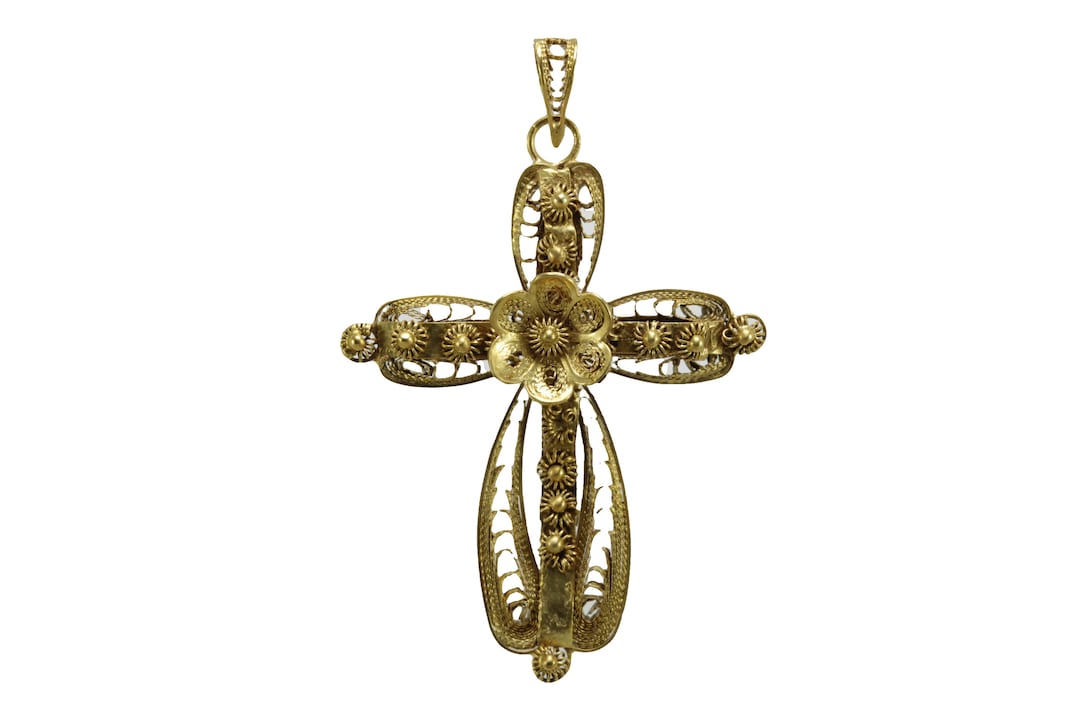 Victorian 14K Gold Filigree Cross Pendant - Etsy