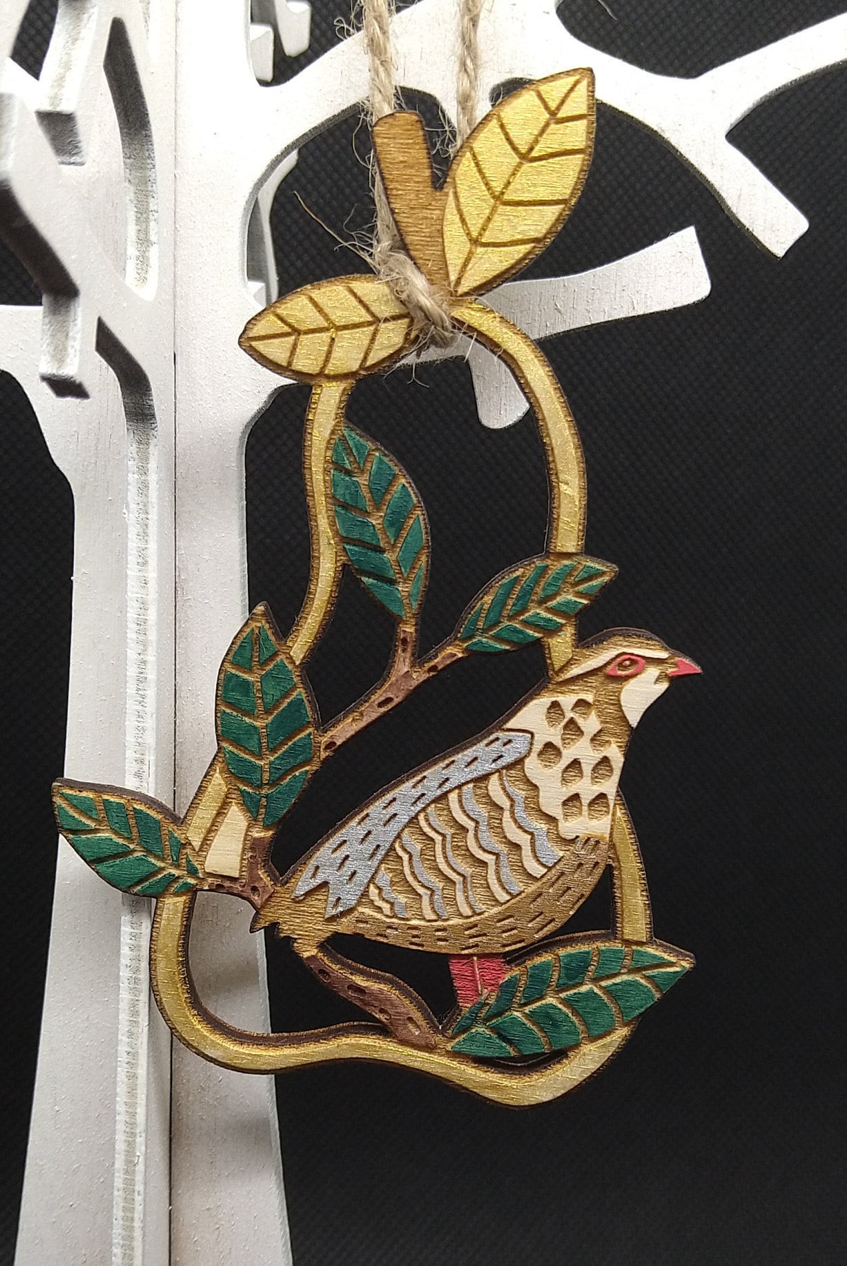 Folk Art Partridge in a Pear, Wooden Decoration - Etsy UK