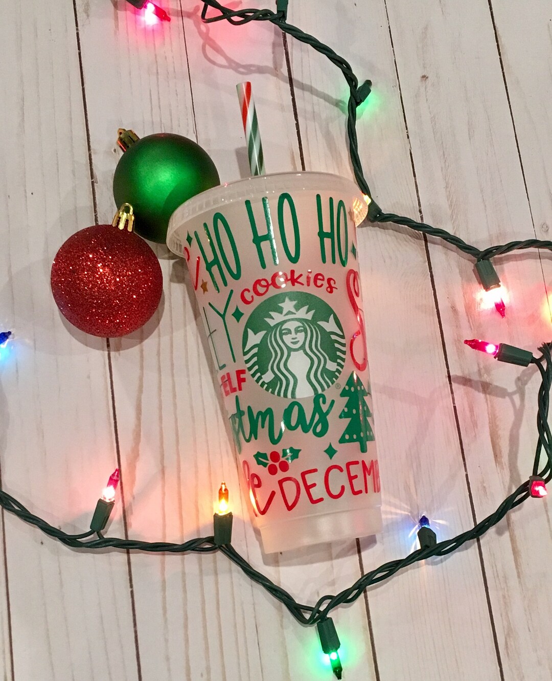 Full Wrap Christmas Starbucks Cold Cup | Christmas Reusable Cup ...