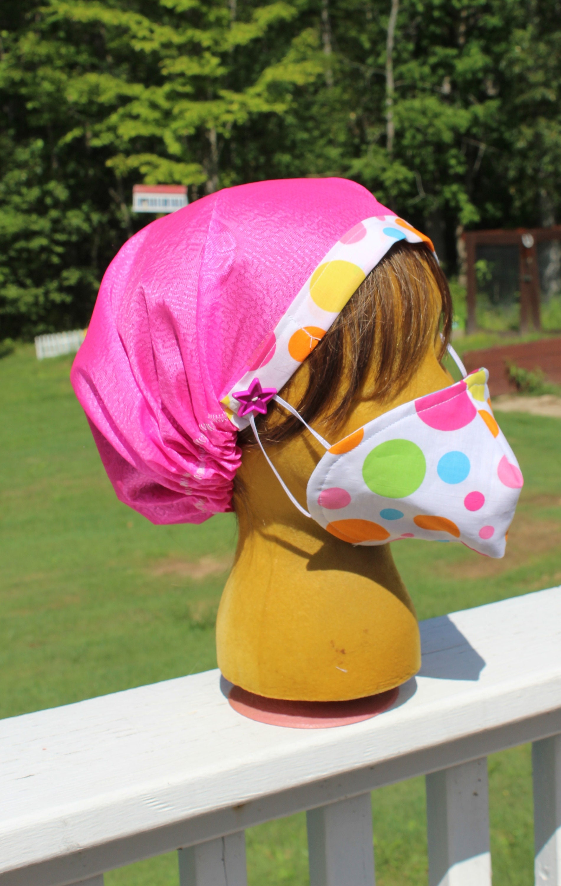 Women's face Mask cone style in fun polka-dot fabric | Etsy