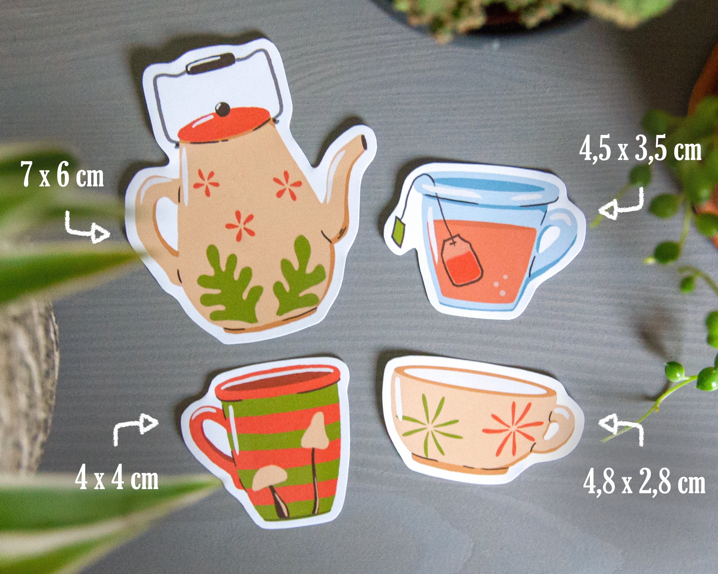 Teapot and Teacups Sticker Set - Etsy UK