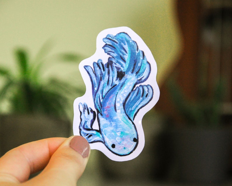 Hand Painted Fish Sticker Blue Fish Die-cut Sticker Sea Creature Vinyl ...