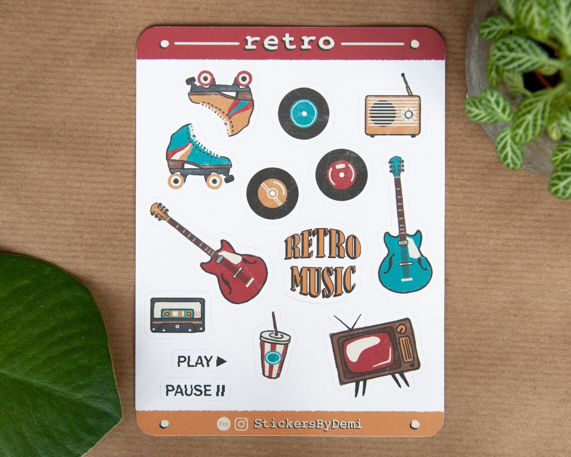 Retro Sticker Sheet Old School Music Vintage Stickers - Etsy
