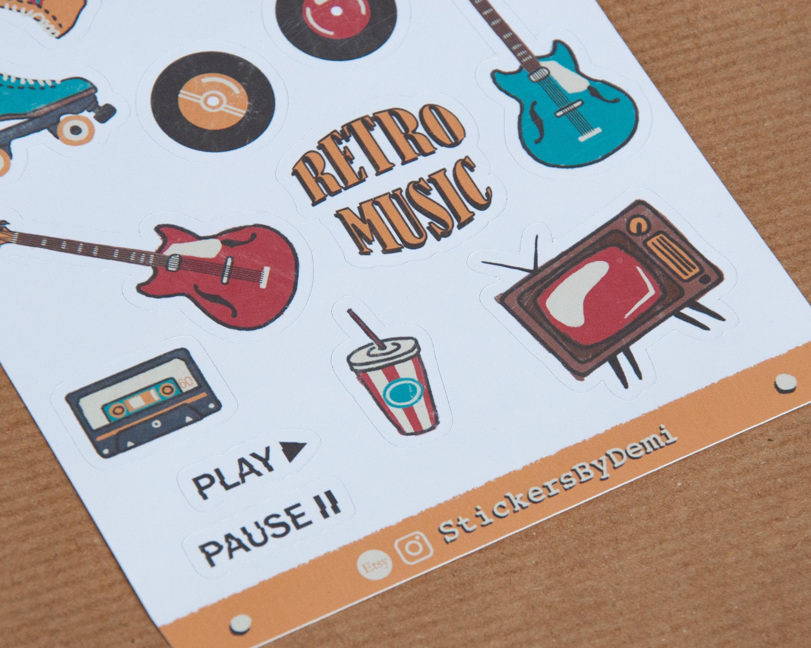 Retro Sticker Sheet Old School Music Vintage Stickers - Etsy