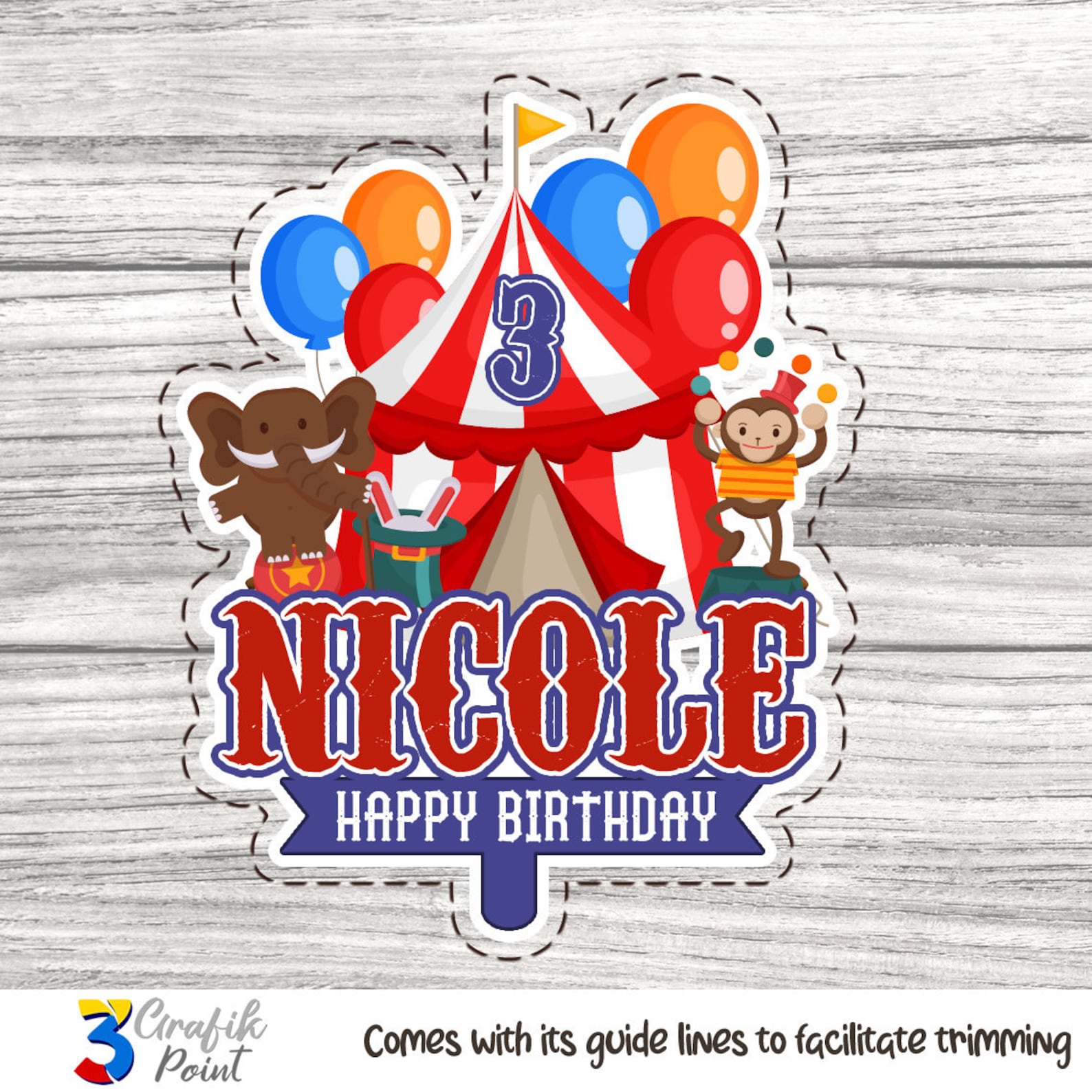 Editable Circus Cake Topper Template Carnival Cake Topper - Etsy