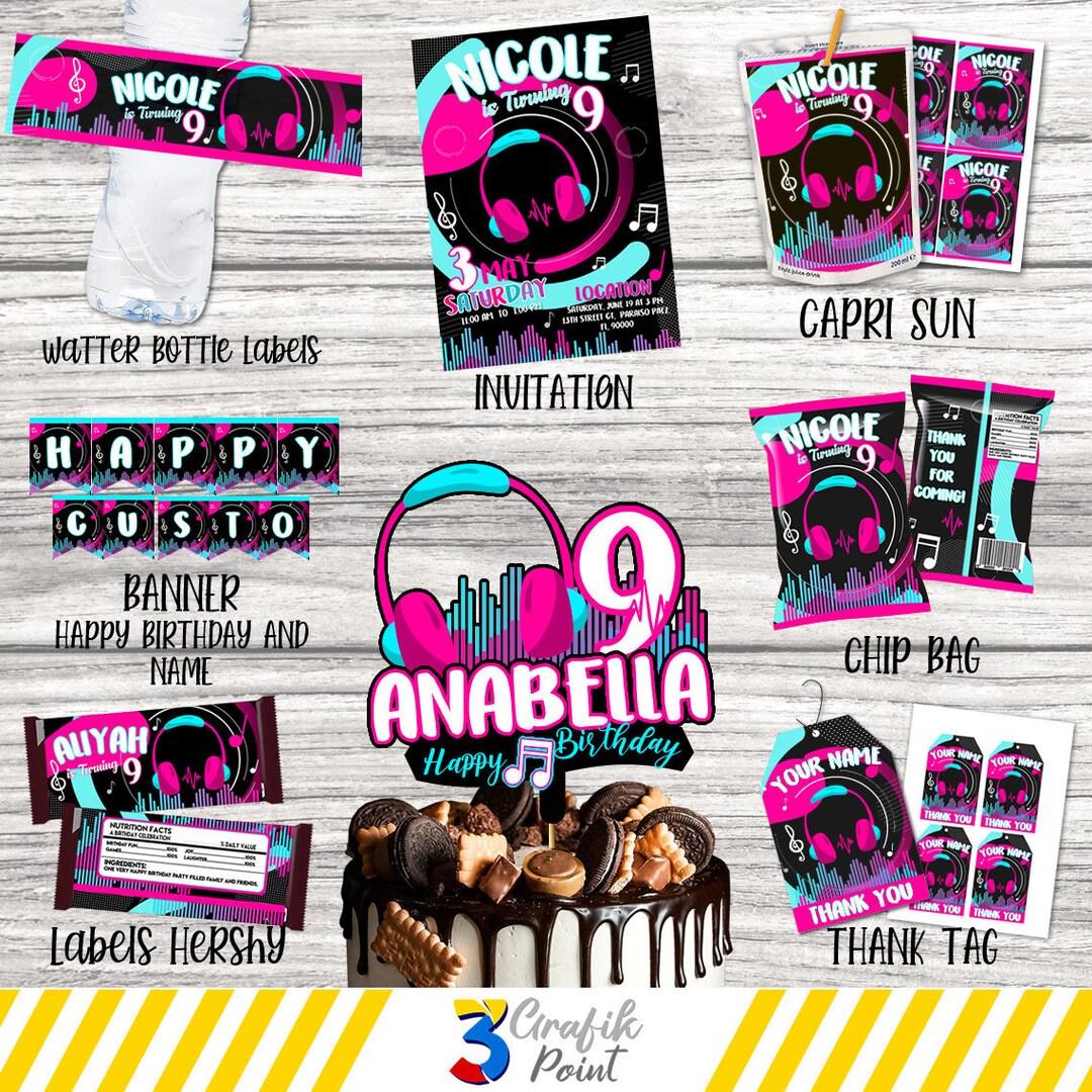 Party Musical Pack Printable, Musical Favor Bag, Musical Chip Bag ...