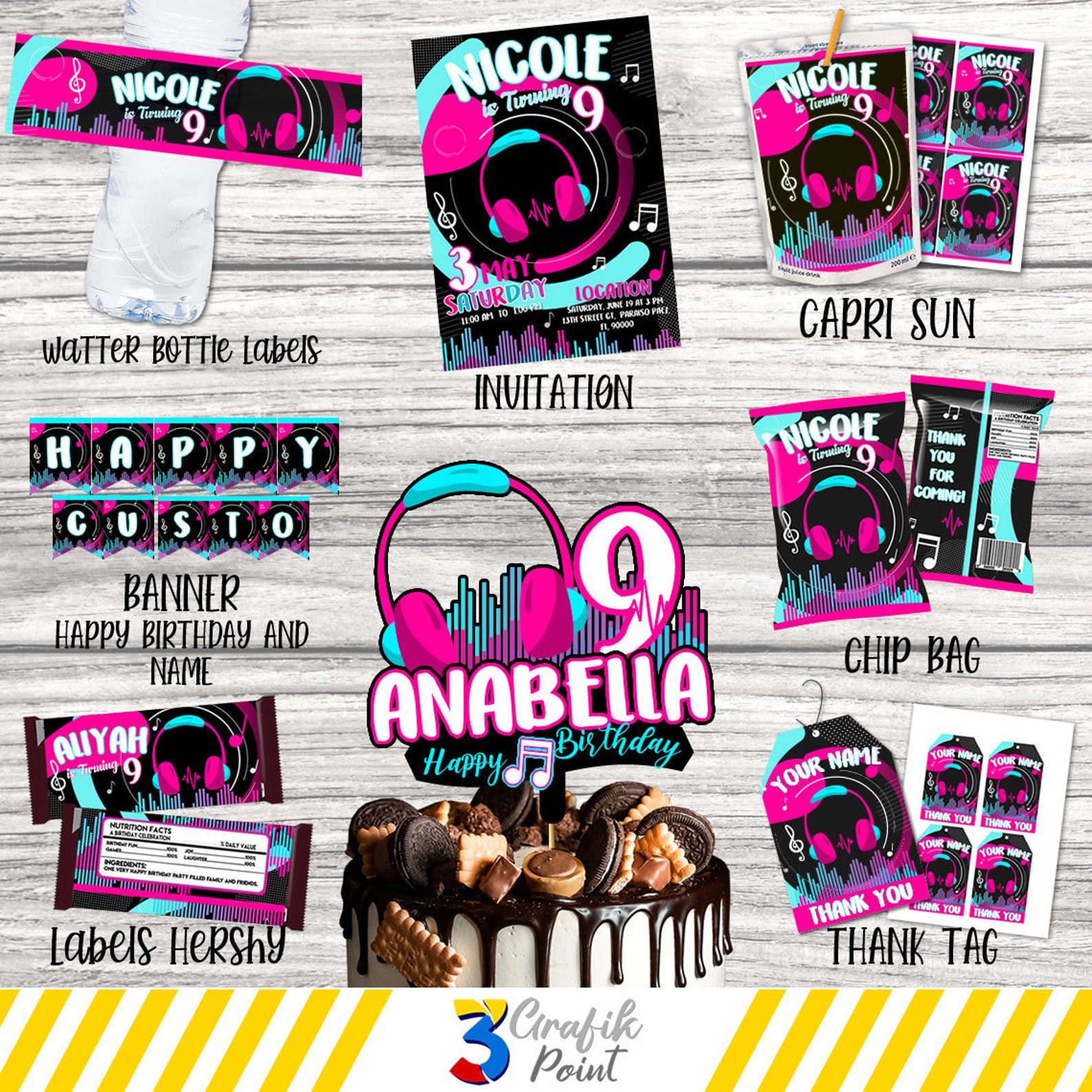 Party Musical Pack Printable, Musical Favor Bag, Musical Chip Bag ...