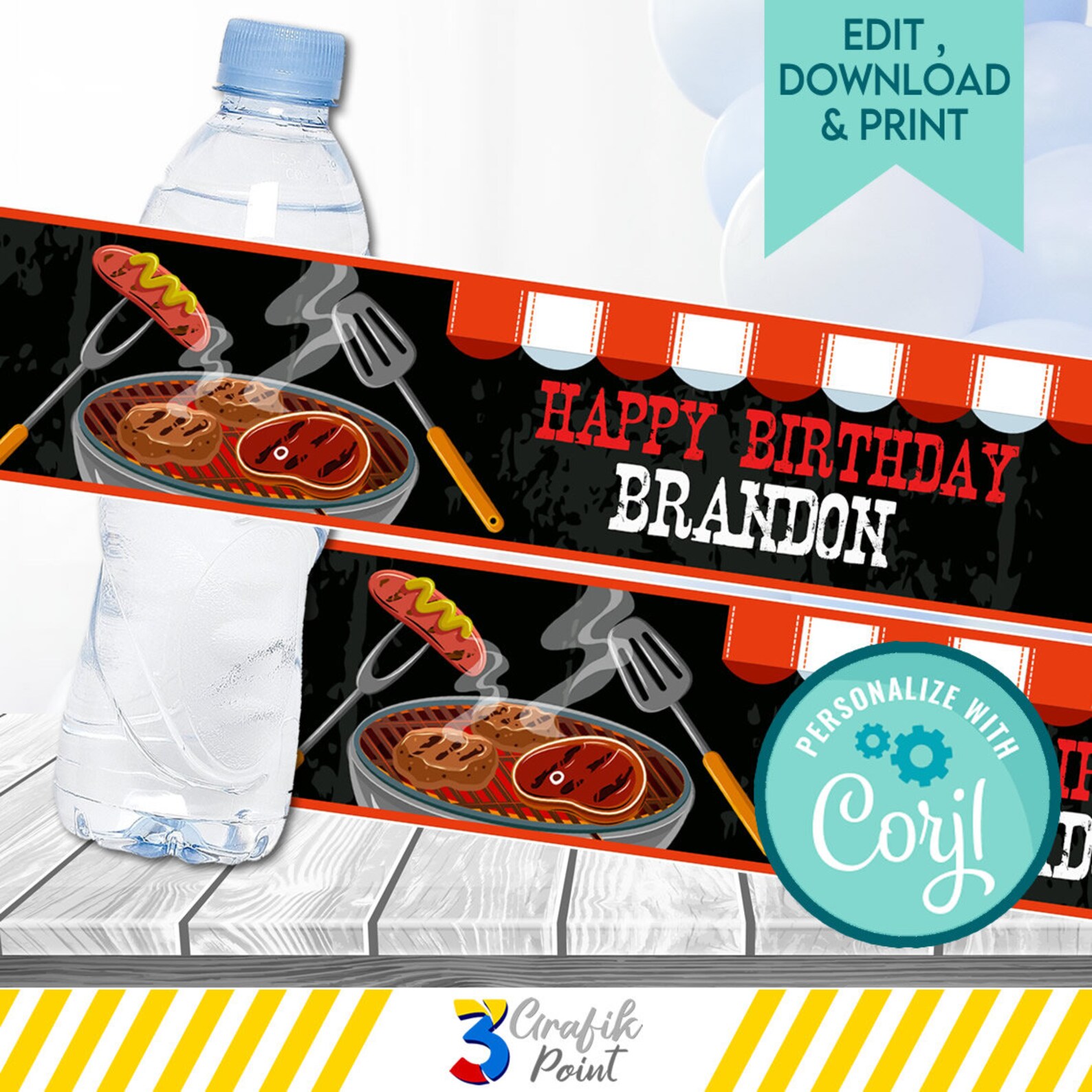 BBQ Water Label Printable BBQ Labels Backyard Bbq Backyard - Etsy