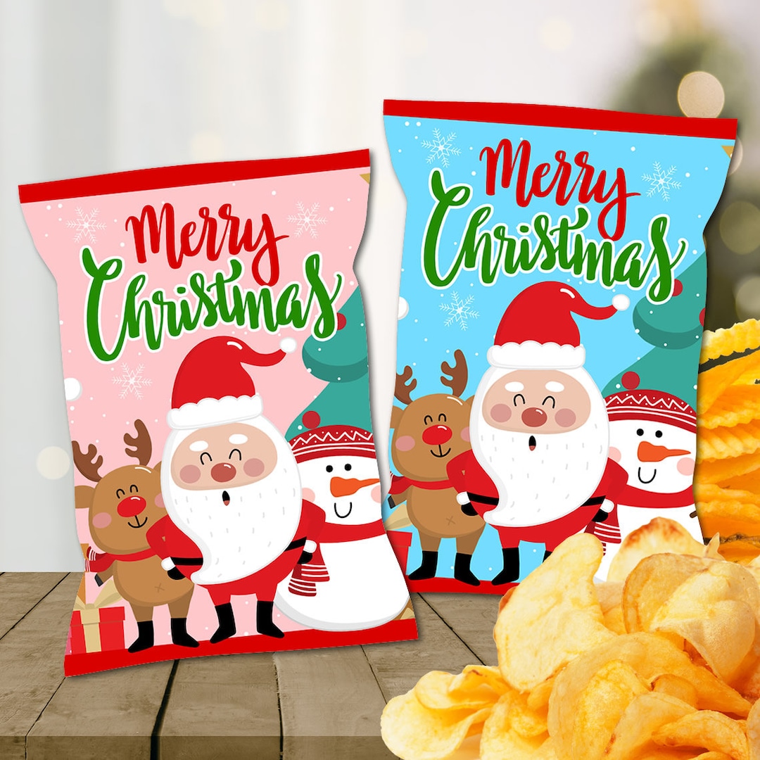 Christmas Chips Bags, Christmas Chip Bag Template, Christmas Party ...