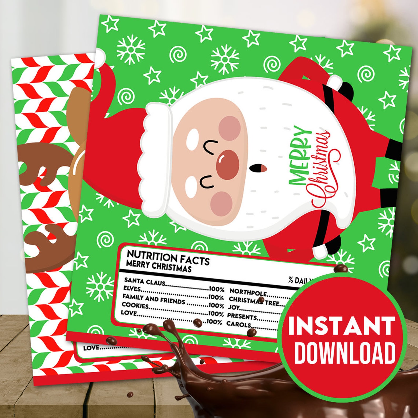 Christmas Candy Bar Wrapper Christmas Hershey Bar Wrappers - Etsy