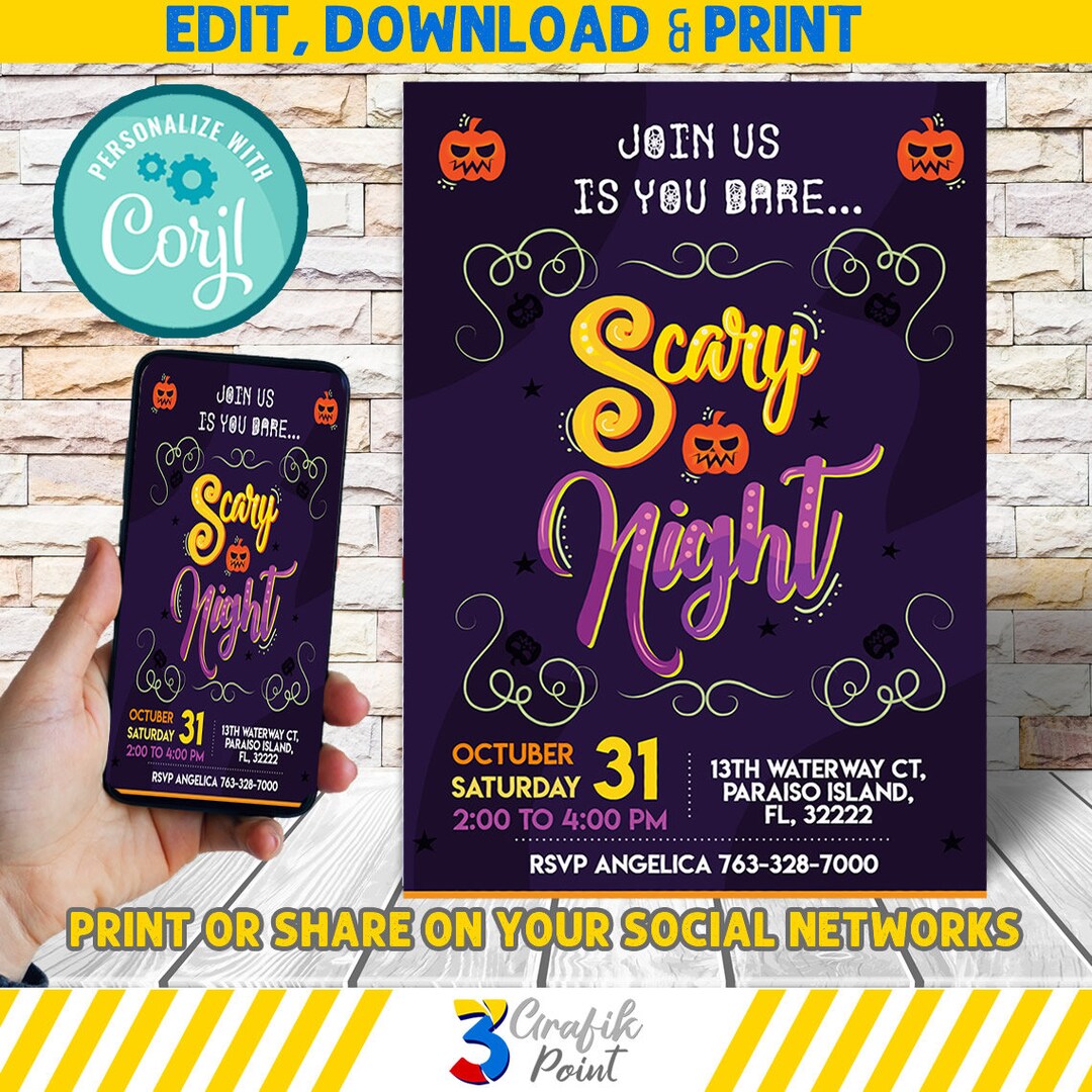 Editable Scary Night Halloween Party Invitation (digital Download) - Etsy