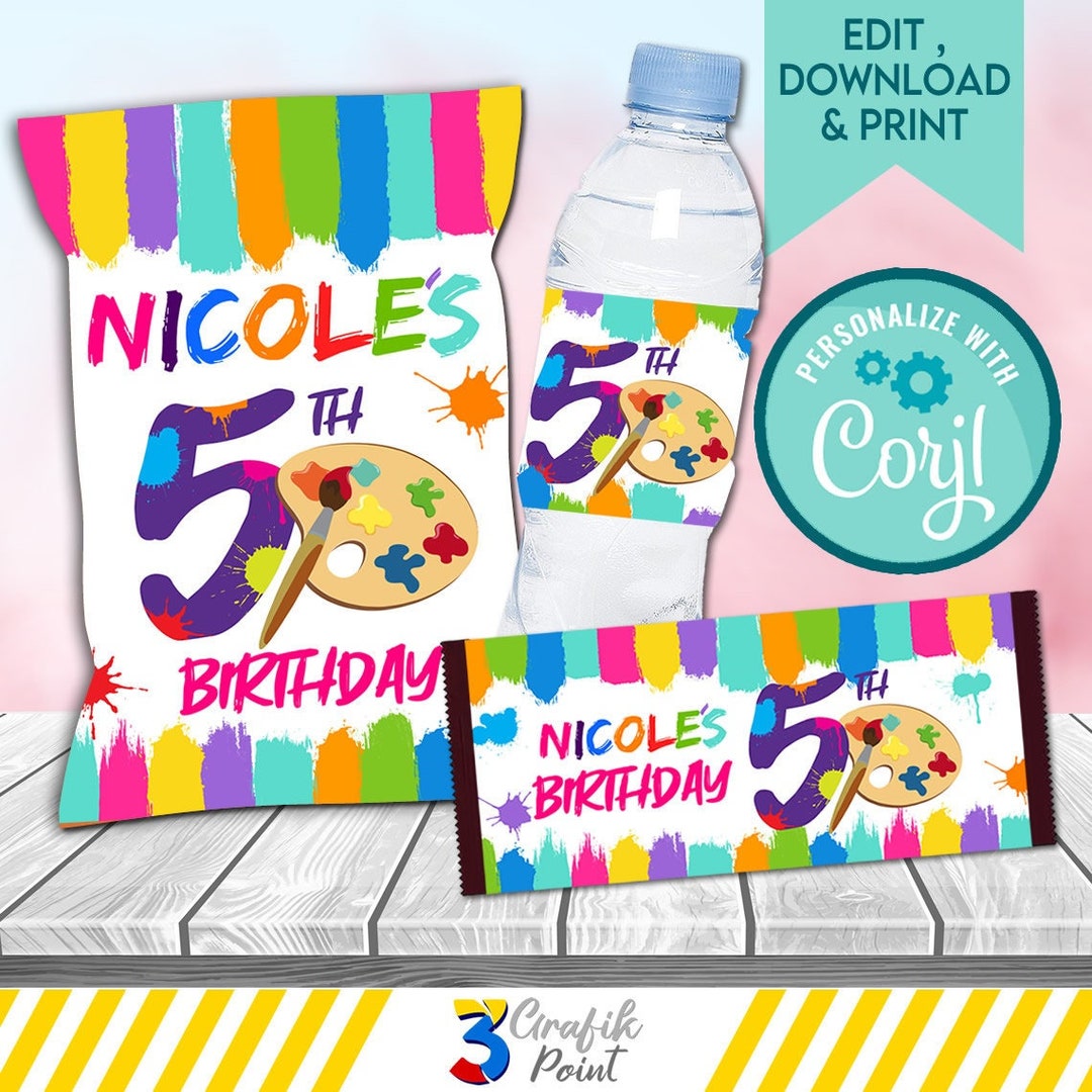 Editable Bundle Art Paint Pack Printable, Art Craft Favor Bag, Art ...