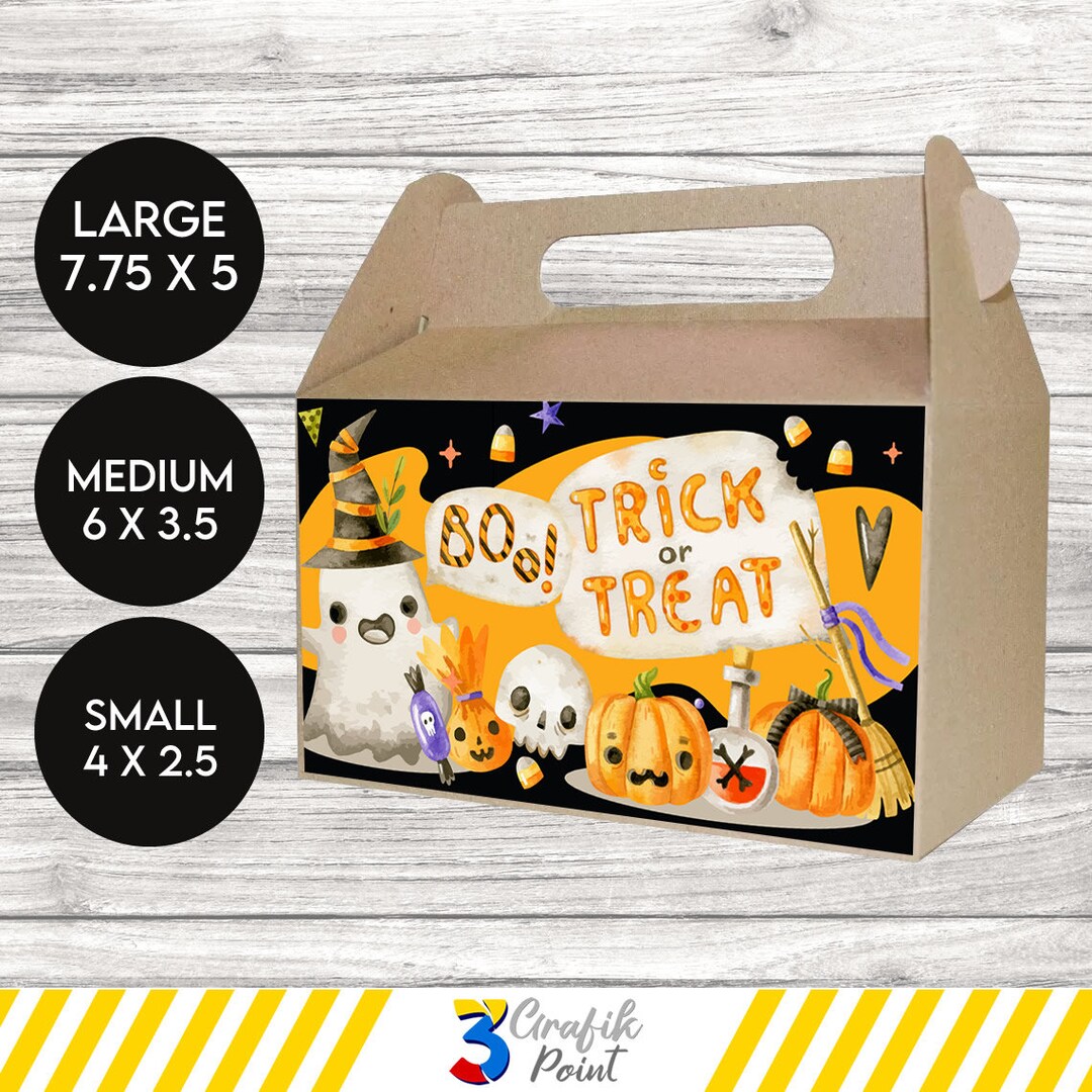 Halloween Birthday Gable Gift Box Labels Printable, Halloween Box ...