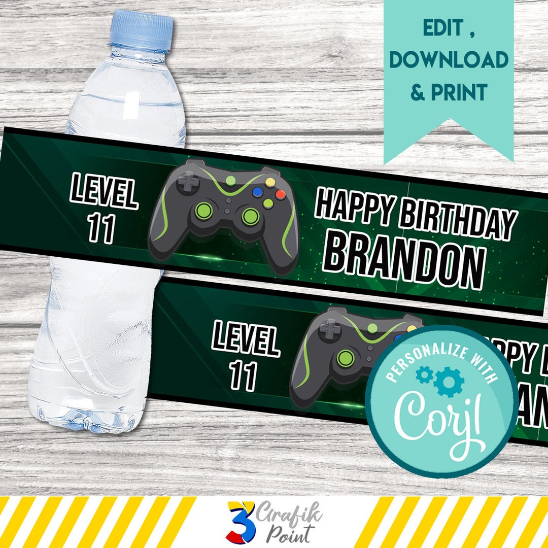 Gamer Water Label Gamer Over Labels Printable Gamer - Etsy