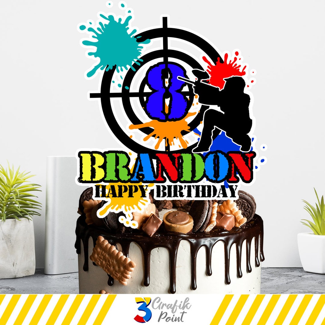 Editable Paintball Cake Topper Template, Paintball Cake Topper ...