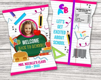 Back to School Chip Bag Printable, Back to School Favor Bag, Welcome ...