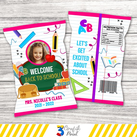 Back to School Chip Bag printable back to school Favor Bag | Etsy