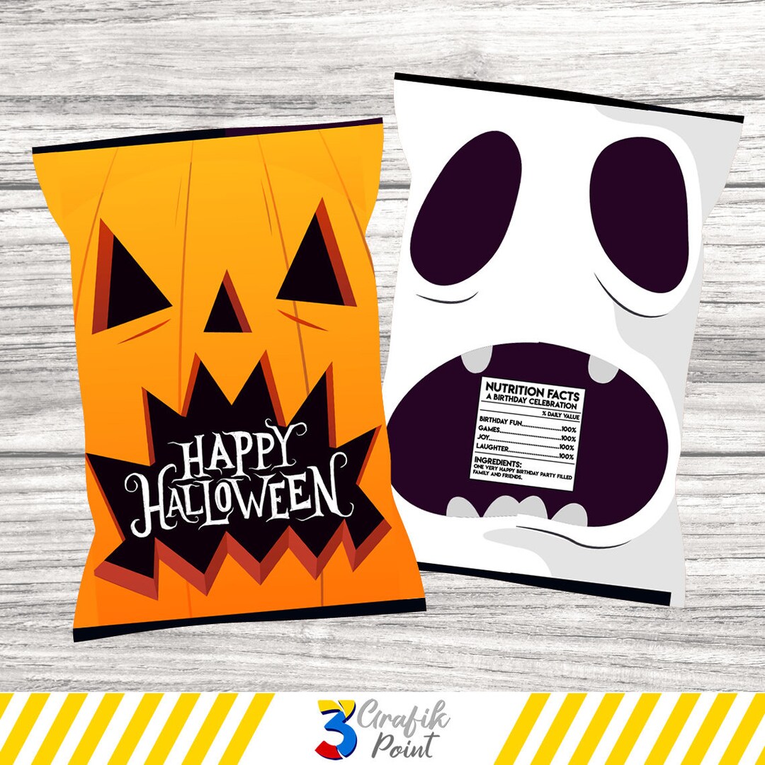 Halloween Chip Bag Printable Halloween Favor Bag Halloween - Etsy
