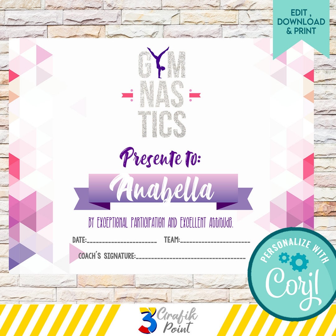 Editable Gymnastics Award Certificate (digital Download) - Etsy