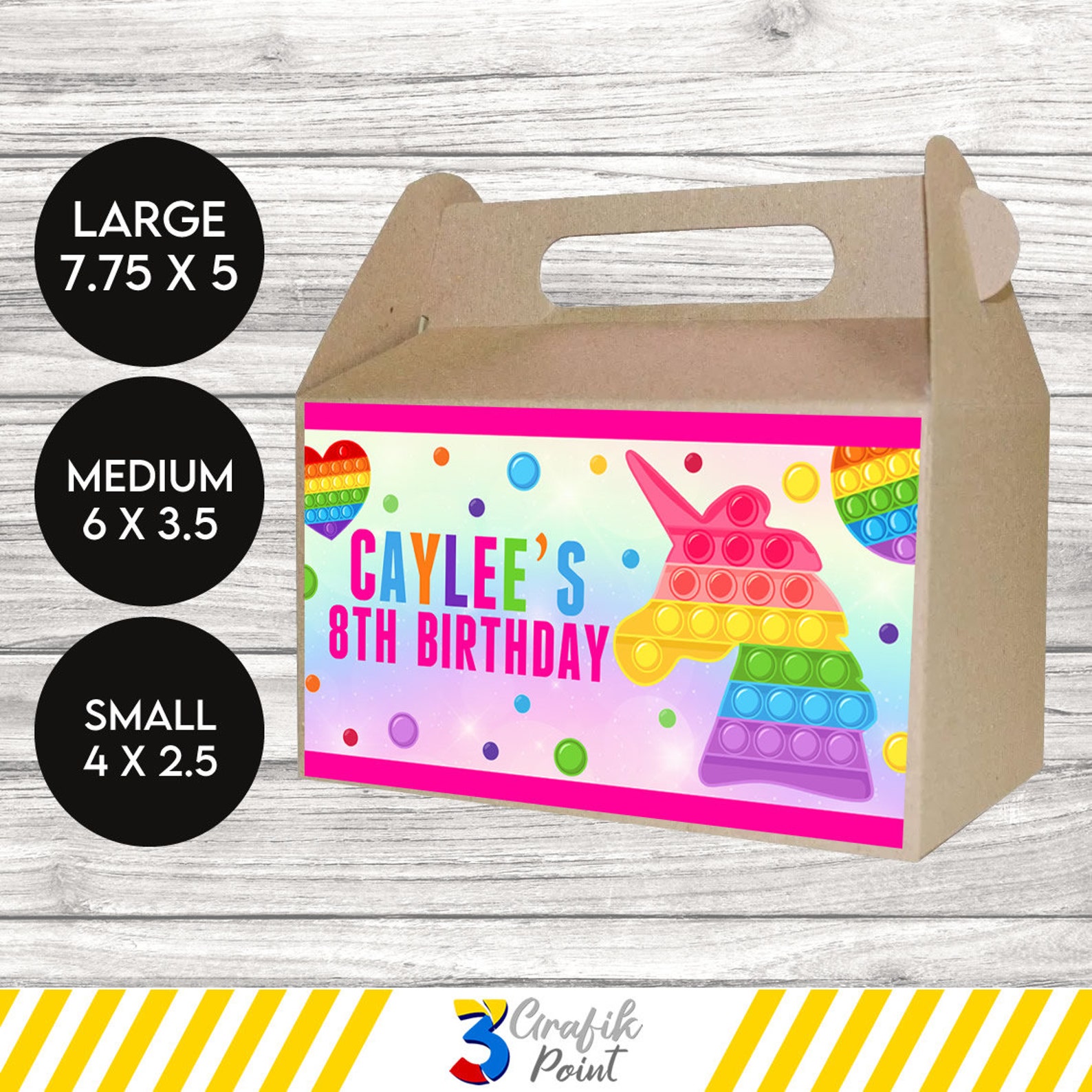 Pop It Birthday Gable Gift Box Labels Printable Pop It Box | Etsy