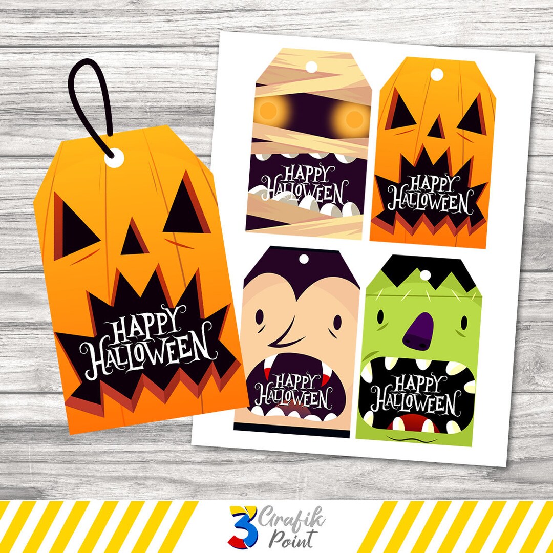 Halloween Favor Tags Printable: Spooky Party Thank You Tags (PDF & JPG ...