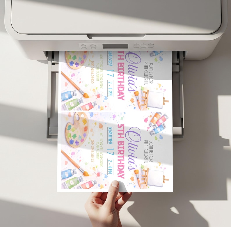 Editable Art Birthday Invitation, Painting Party Invite, Watercolor ...