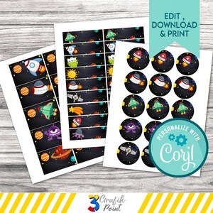 Editable Space Name Labels for Books & Supplies, Outer Space School ...