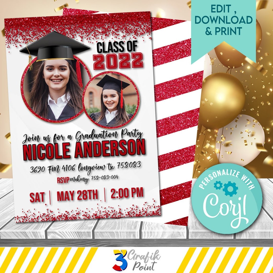 Photo Graduation Party Invitation Template (digital Download) - Etsy