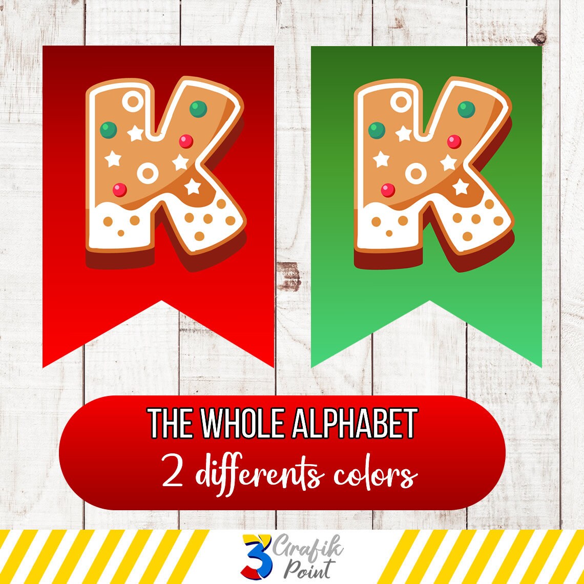 Christmas Alphabet Banner Template: Printable Bunting (PDF) - Etsy