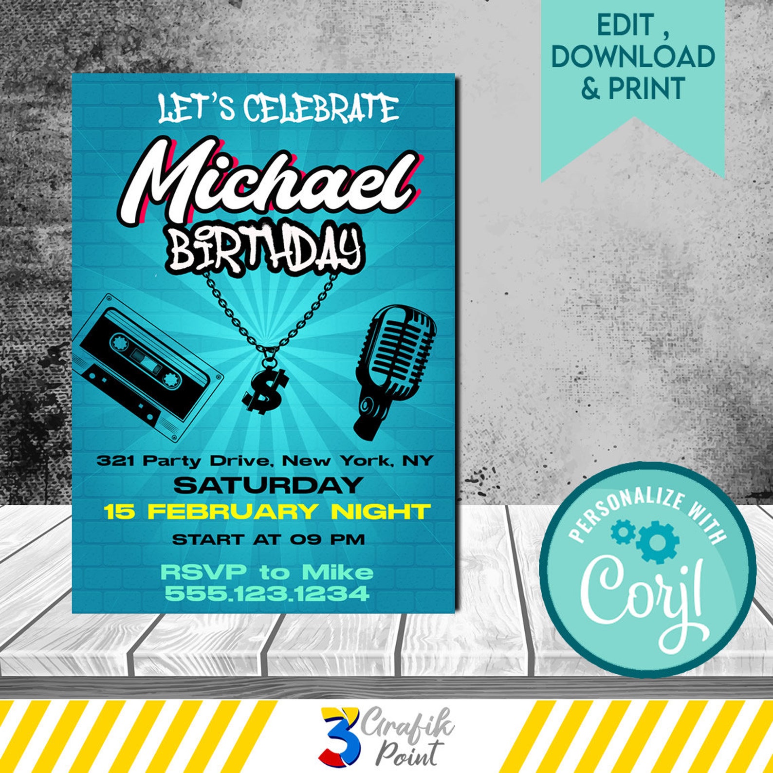 Editable Hip Hop Invitation Template Hip Hop Party Party - Etsy