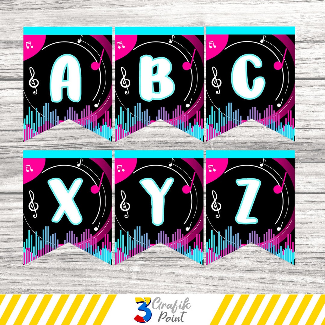 Musical Banner Printable, Musical Alphabet Banner, Musical Birthday ...