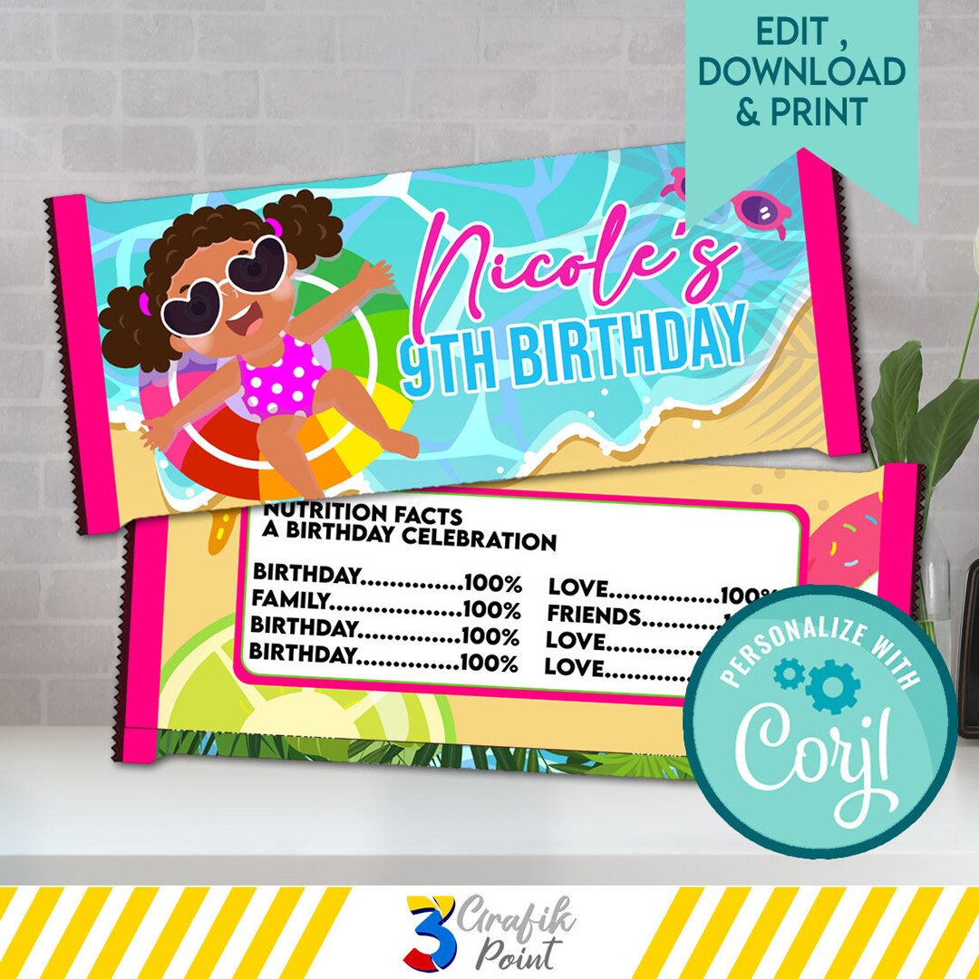 Pool Candy Label, Pool Party Candy Label, Pool Party Birthday Candy ...