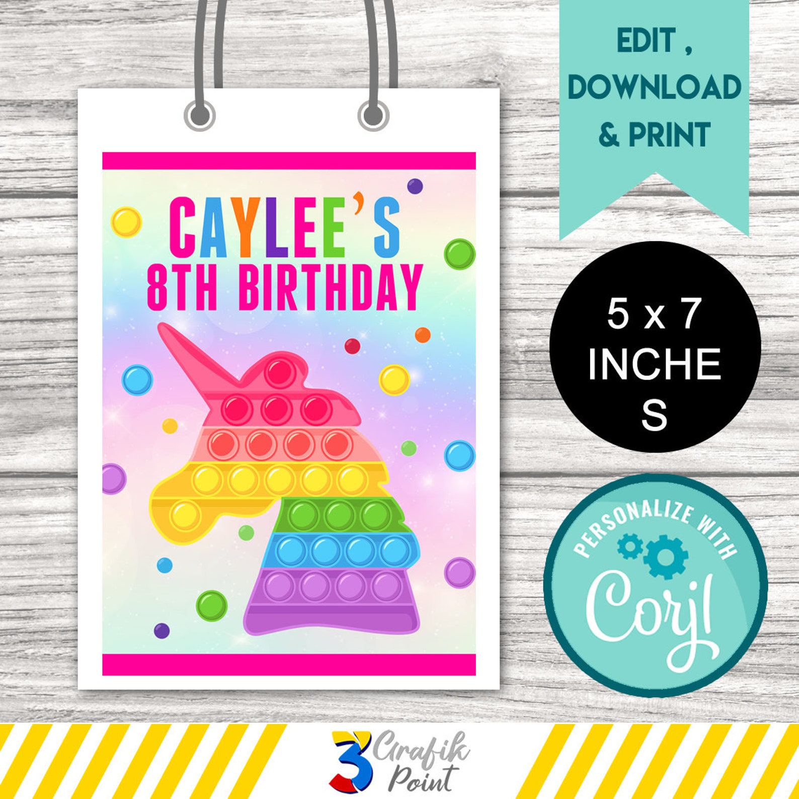 Pop It Favor Bag Printable Pop It Favor Bag Pop It Birthday | Etsy
