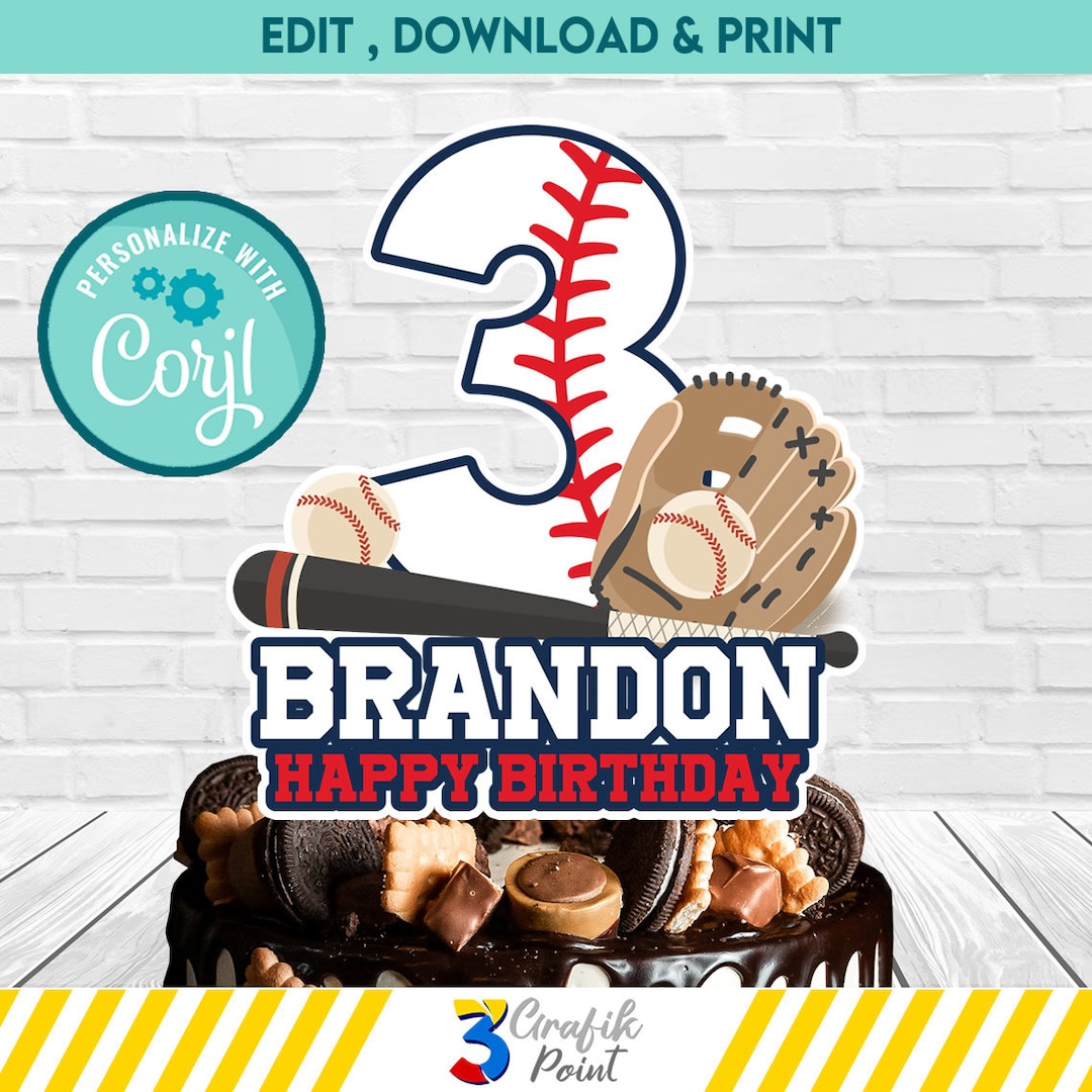 Baseball Cake Topper, Sport Cake Topper, Baseball Topper, Baseball ...