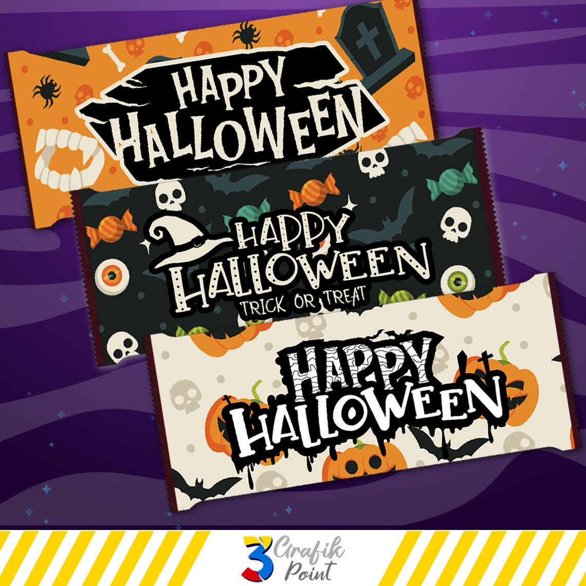 Halloween Candy Bar Wrappers Printable Halloween Hershey Bar - Etsy