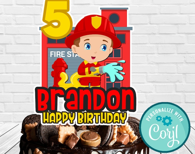Fire Truck Cake Topper, Fire Cake Topper, Fire Truck Birthday ...