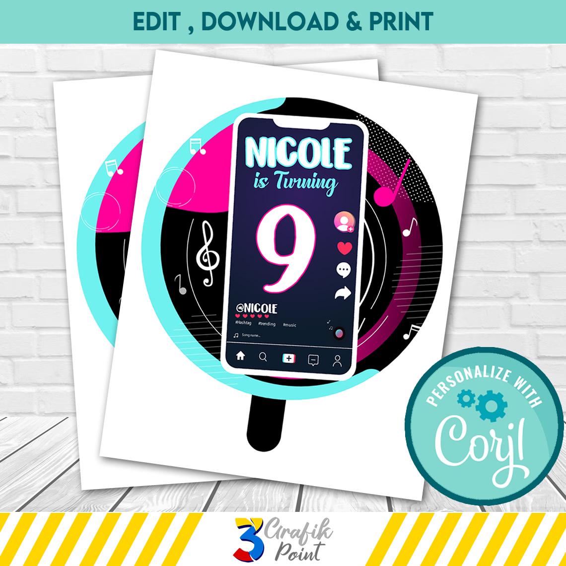 Editable Music Cake Topper: Dance Party Printable (corjl Template, PDF ...