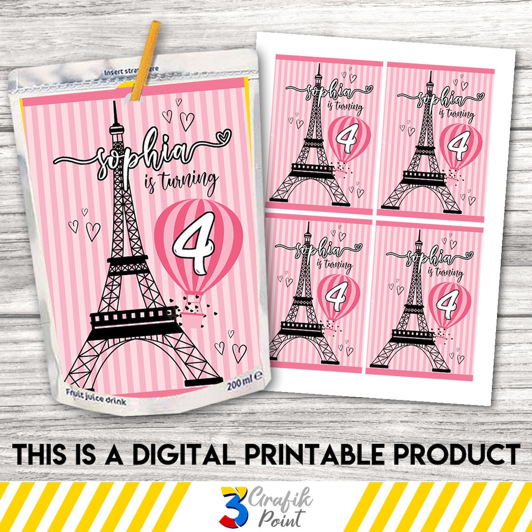 Paris Juice Labels, Paris Label, Paris Juice Label, Paris Birthday ...