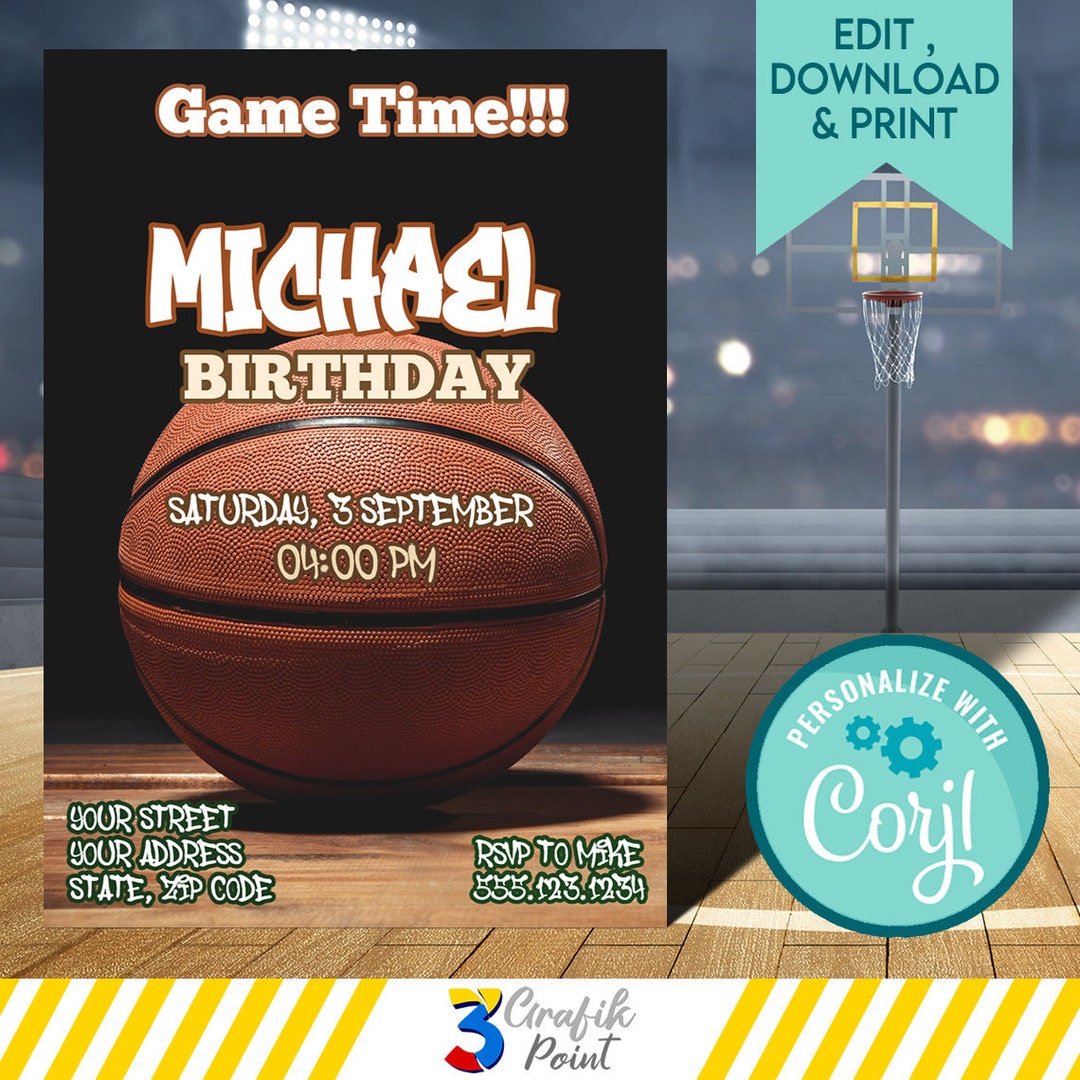 Editable Basketball Birthday Invitation Template (digital Download) - Etsy
